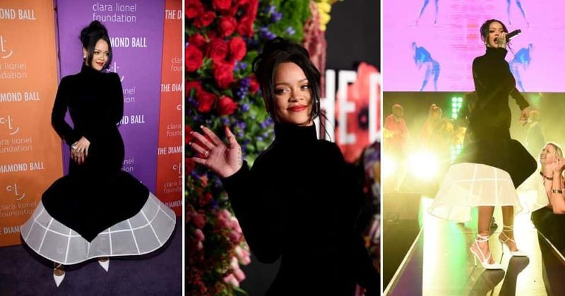 Rihanna looks stunning in mermaid-shaped Givenchy gown as she raises ...